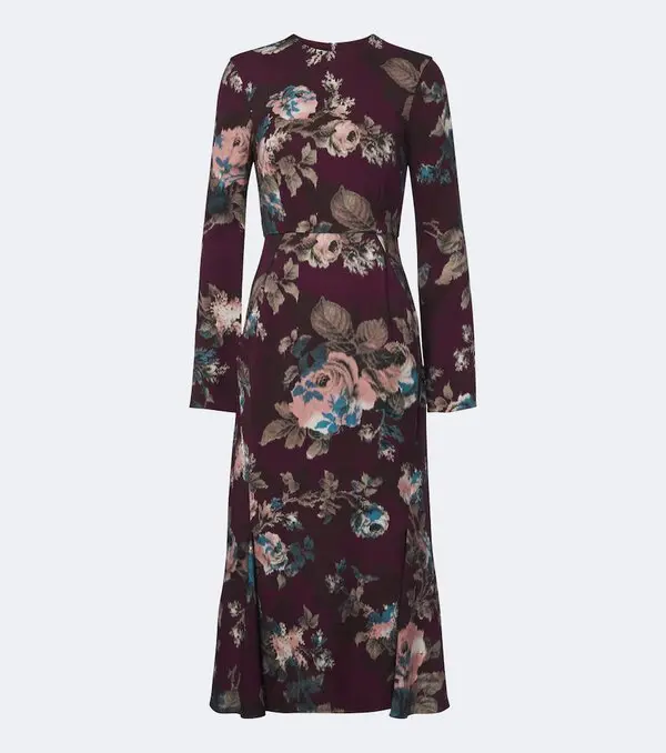 Erdem Floral Cady Midi Dress - Purple