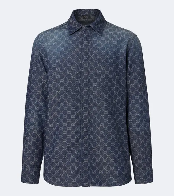 Gucci Gg Cotton Chambray Jacquard Shirt