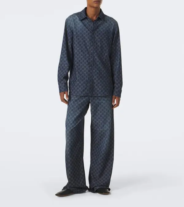 Gucci Gg Cotton Chambray Jacquard Shirt