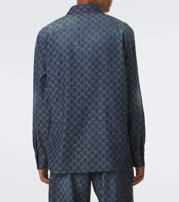 Gucci Gg Cotton Chambray Jacquard Shirt