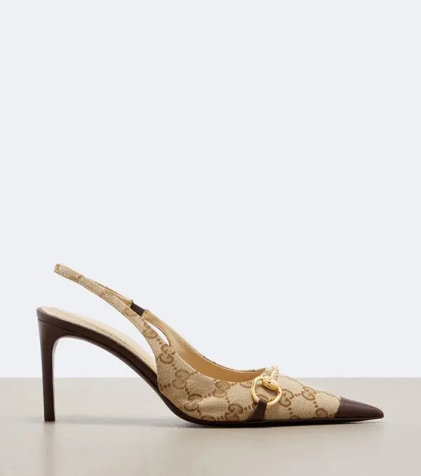 Gucci Donna Gg Canvas Slingback Pumps