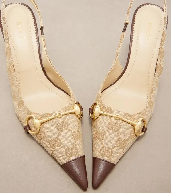 Gucci Donna Gg Canvas Slingback Pumps