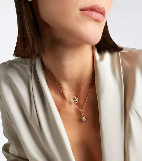 FOUNDRAE Resilience Blossom Necklace In 18kt Yellow With Diamonds And Amethysts