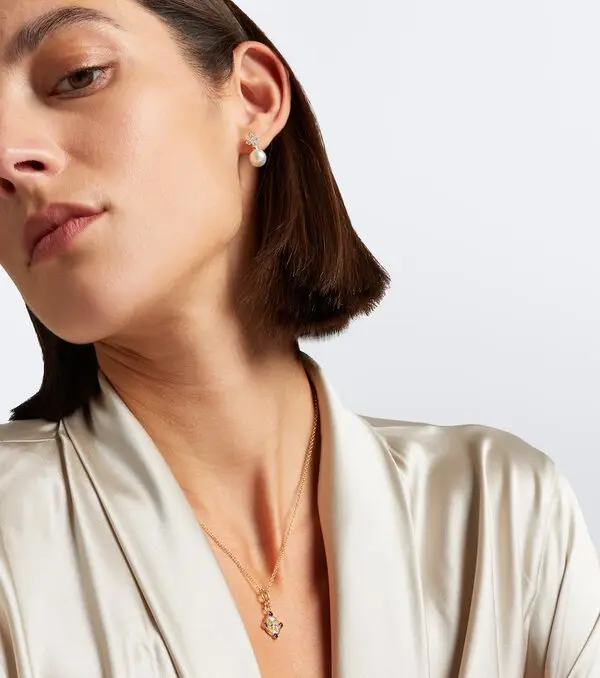 FOUNDRAE Resilience Blossom Necklace In 18kt Yellow With Diamonds And Amethysts