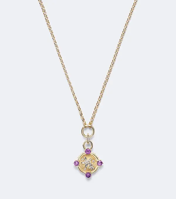 FOUNDRAE Resilience Blossom Necklace In 18kt Yellow With Diamonds And Amethysts