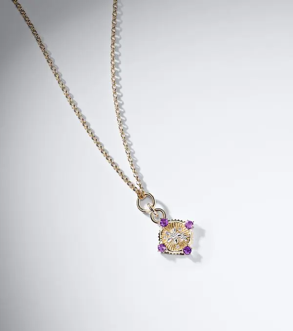 FOUNDRAE Resilience Blossom Necklace In 18kt Yellow With Diamonds And Amethysts