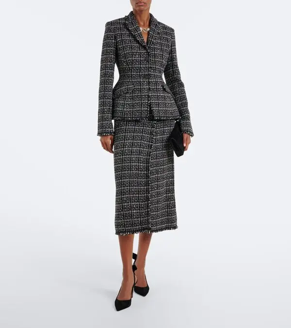 Erdem Checked Cotton-blend Tweed Maxi Skirt