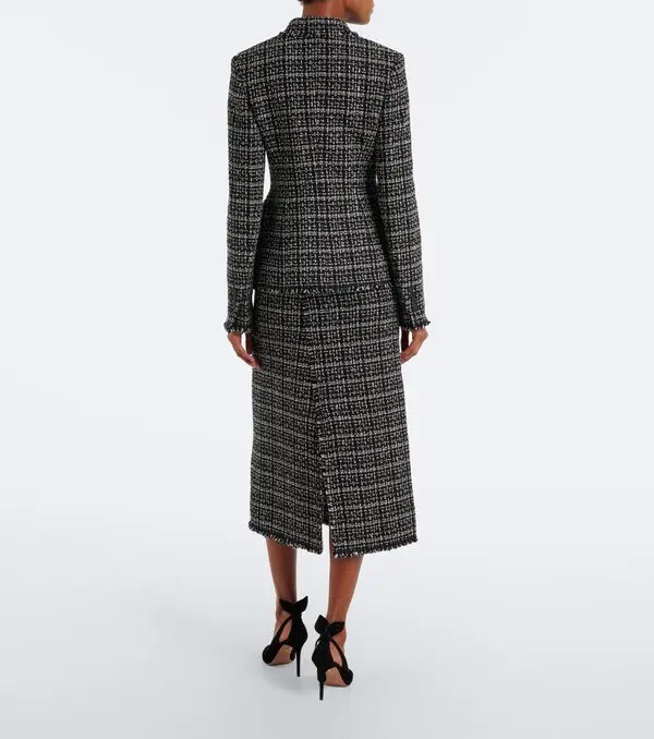 Erdem Checked Cotton-blend Tweed Maxi Skirt