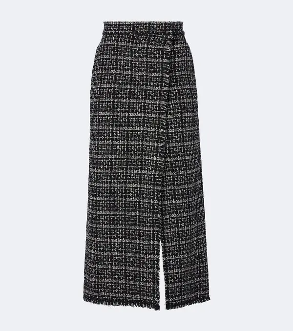 Erdem Checked Cotton-blend Tweed Pencil Skirt - Black