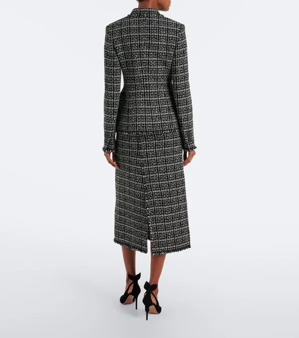 Erdem Checked Cotton-blend Tweed Pencil Skirt