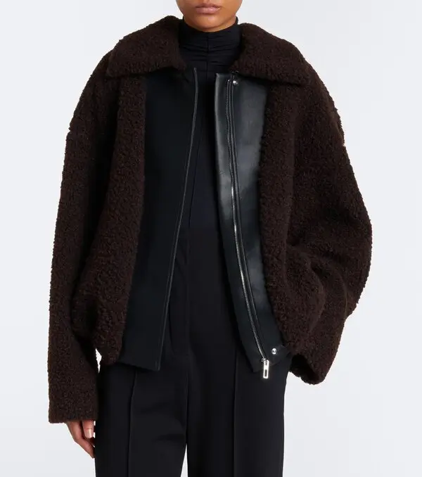 Sportmax Leather-trimmed Teddy Jacket