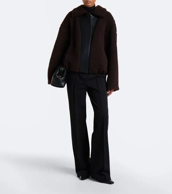 Sportmax Leather-trimmed Teddy Jacket