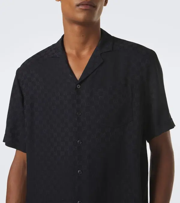 Gucci Gg Jacquard Silk Bowling Shirt
