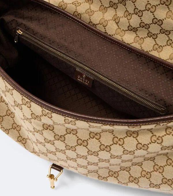 Gucci Jackie Flap Large Gg Canvas Shoulder Bag