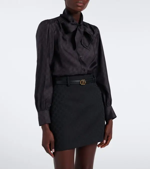 Gucci Gg Tie-neck Silk Twill Blouse