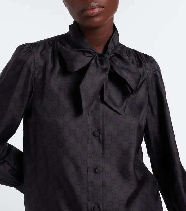 Gucci Gg Tie-neck Silk Blouse