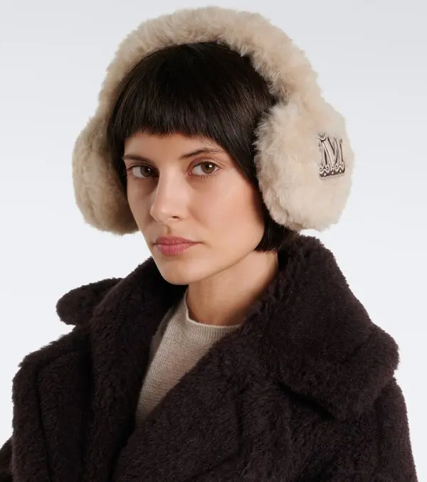 Max Mara Alpaca, Wool, And Silk Earmuffs - Beige