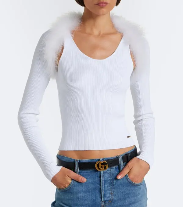 Gucci Ribbed-knit Shrug And Tank Top Set