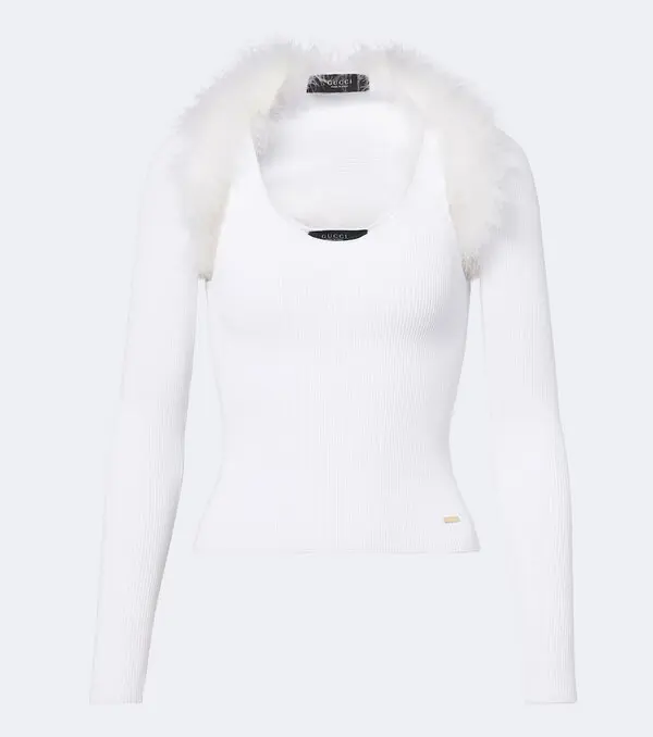 Gucci Ribbed Knit Shrug And Tank Set - Optic White