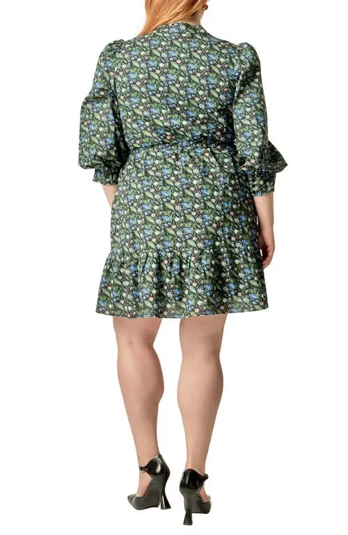 English Factory Floral Print Pintuck Smock Mini Dress