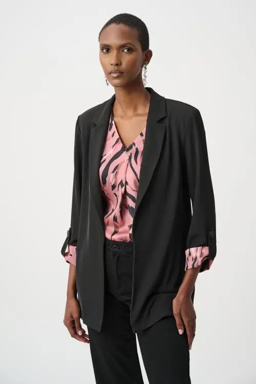 Joseph Ribkoff Woven Twill Printed Cuffs Blazer