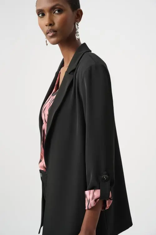 Joseph Ribkoff Woven Twill Printed Cuffs Blazer