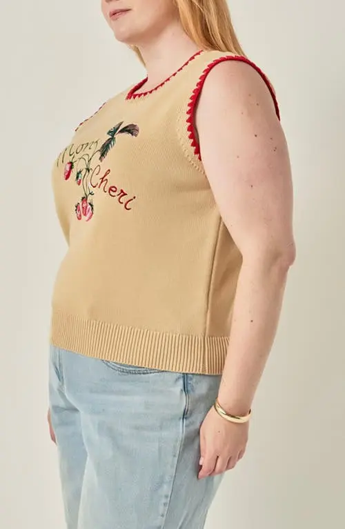 English Factory Strawberry Embroidered Knit Vest