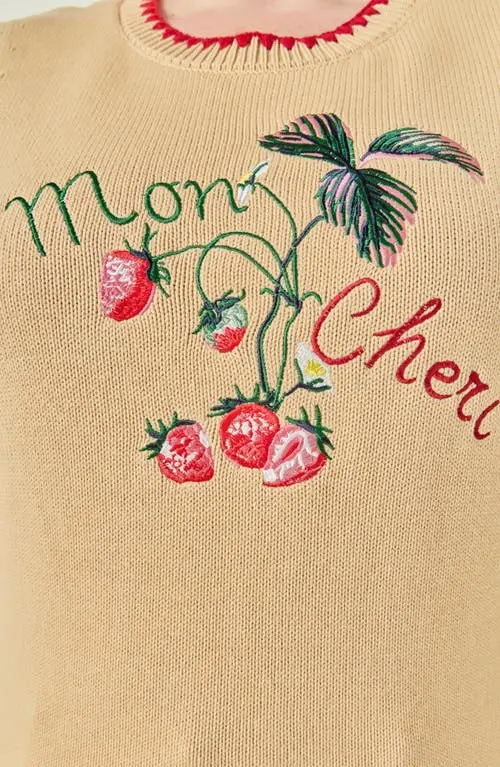 English Factory Strawberry Embroidered Knit Vest