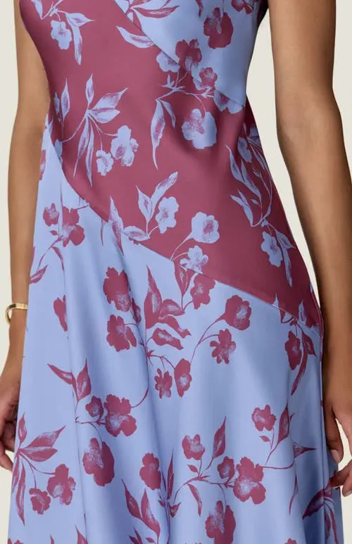 Rebecca Taylor Floral Print Mix Asymmetrical V-neck Sleeveless Dress