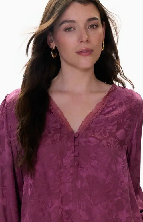 Rebecca Taylor Audrey Jacquard Blouse - Plum