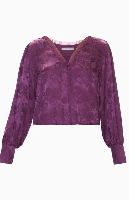 Rebecca Taylor Audrey Jacquard Blouse - Plum