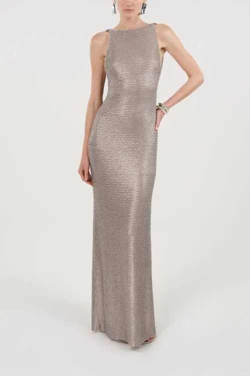 NOCTURNE Sequin Open Back Maxi Dress