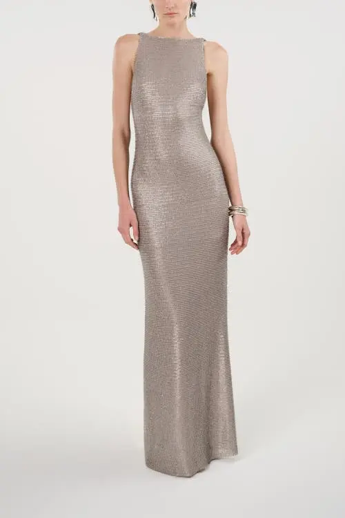 NOCTURNE Sequin Open Back Maxi Dress