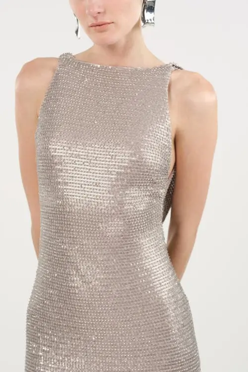NOCTURNE Sequin Open Back Maxi Dress