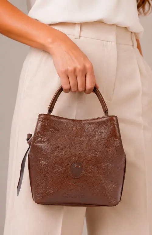 CAVALINHO Cavalo Lusitano 591 Embossed Leather Bucket Bag - Camel Brown