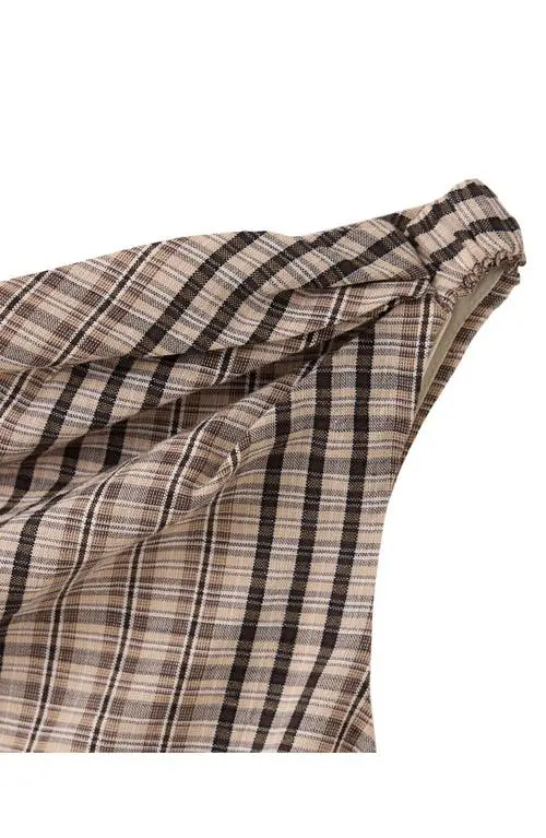Mango Off-the-shoulder Plaid Mini Dress