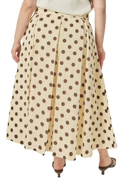 English Factory Polka Dot Pleated Midi Skirt