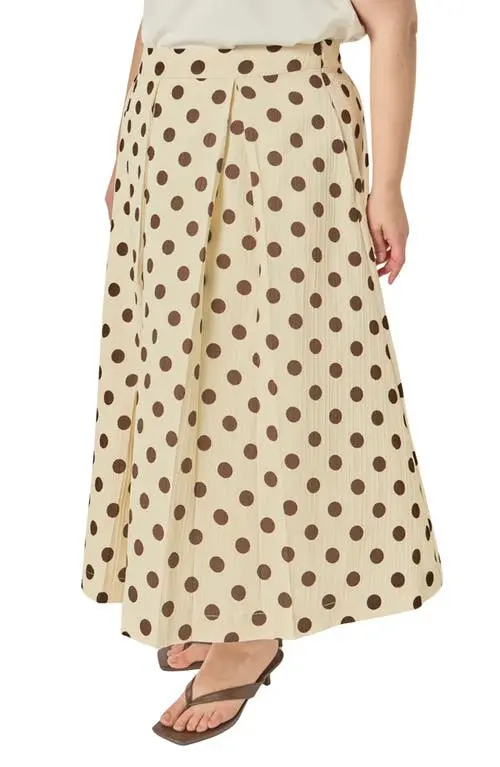 English Factory Polka Dot Pleated Midi Skirt