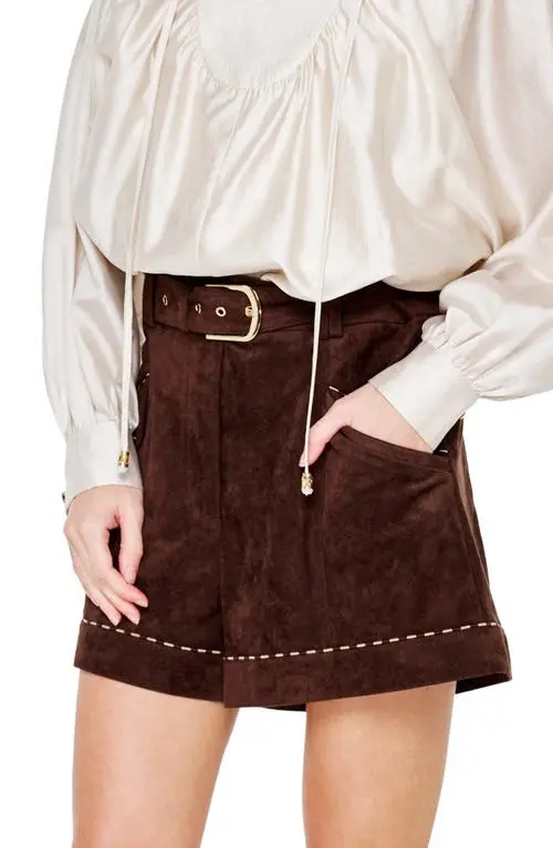 CIEBON Reagan Faux Suede Shorts With Belt
