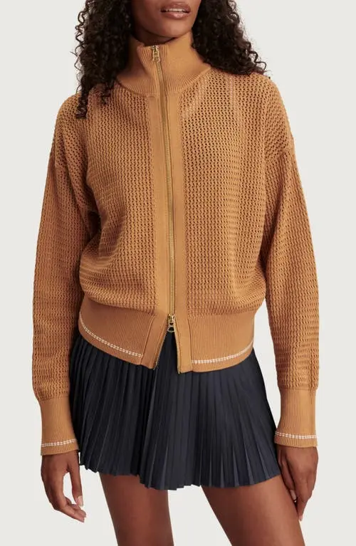 Varley Ina Full Zip Mesh Knit Cardigan - Apple Cinnamon