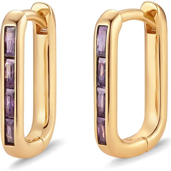 BROOK & YORK Billie Birthstone Cubic Zirconia Hoop Earrings - Gold/feb