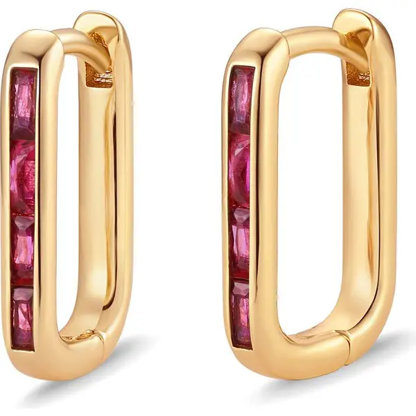BROOK & YORK Billie Birthstone Cubic Zirconia Hoop Earrings - Gold/july