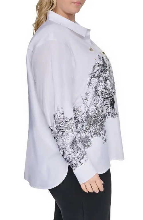 Karl Lagerfeld Paris Paris Scene Cotton Button-down Shirt