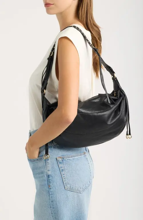 Mango Textured Shoulder Bag - Black