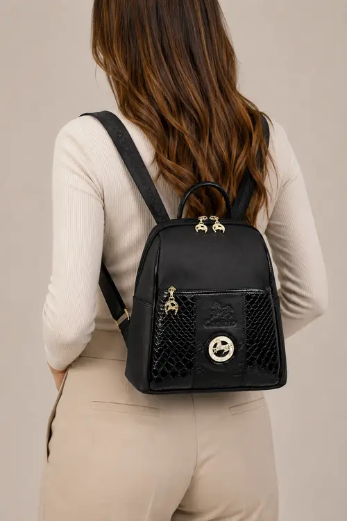 CAVALINHO Leather Backpack With Textured Accents