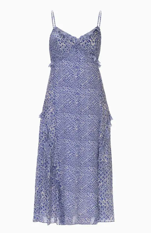 Rebecca Taylor Printed Silk Blend Slip Dress