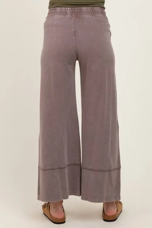 PINKBLUSH Mineral Wash Wide Leg Ankle Maternity Pants