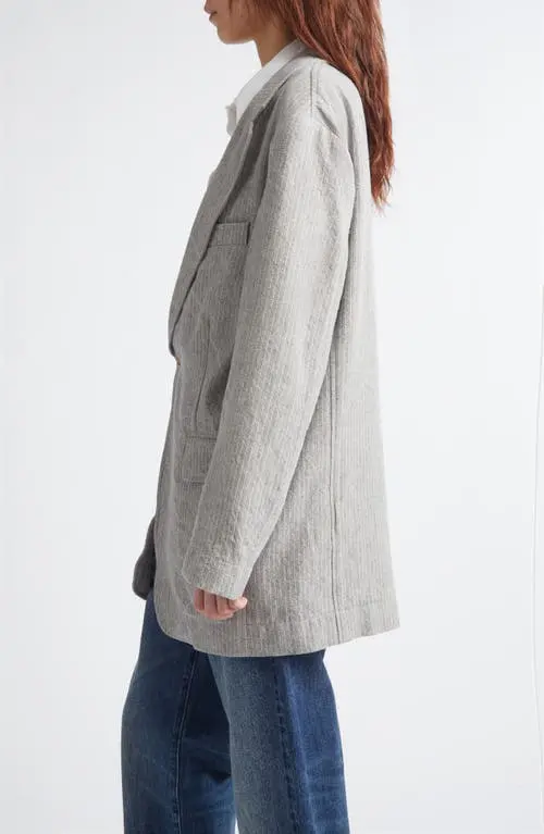 R13 Oversize Ragged Stripe Virgin Wool & Linen Blazer