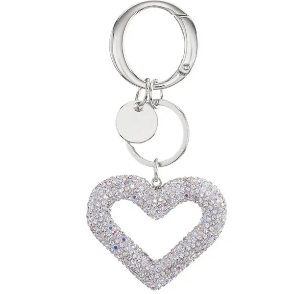 Nina Corazon Crystal Heart Bag Charm - Silver