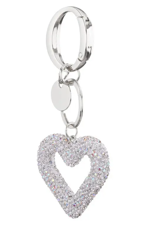 Nina Corazon Crystal Heart Bag Charm - Silver